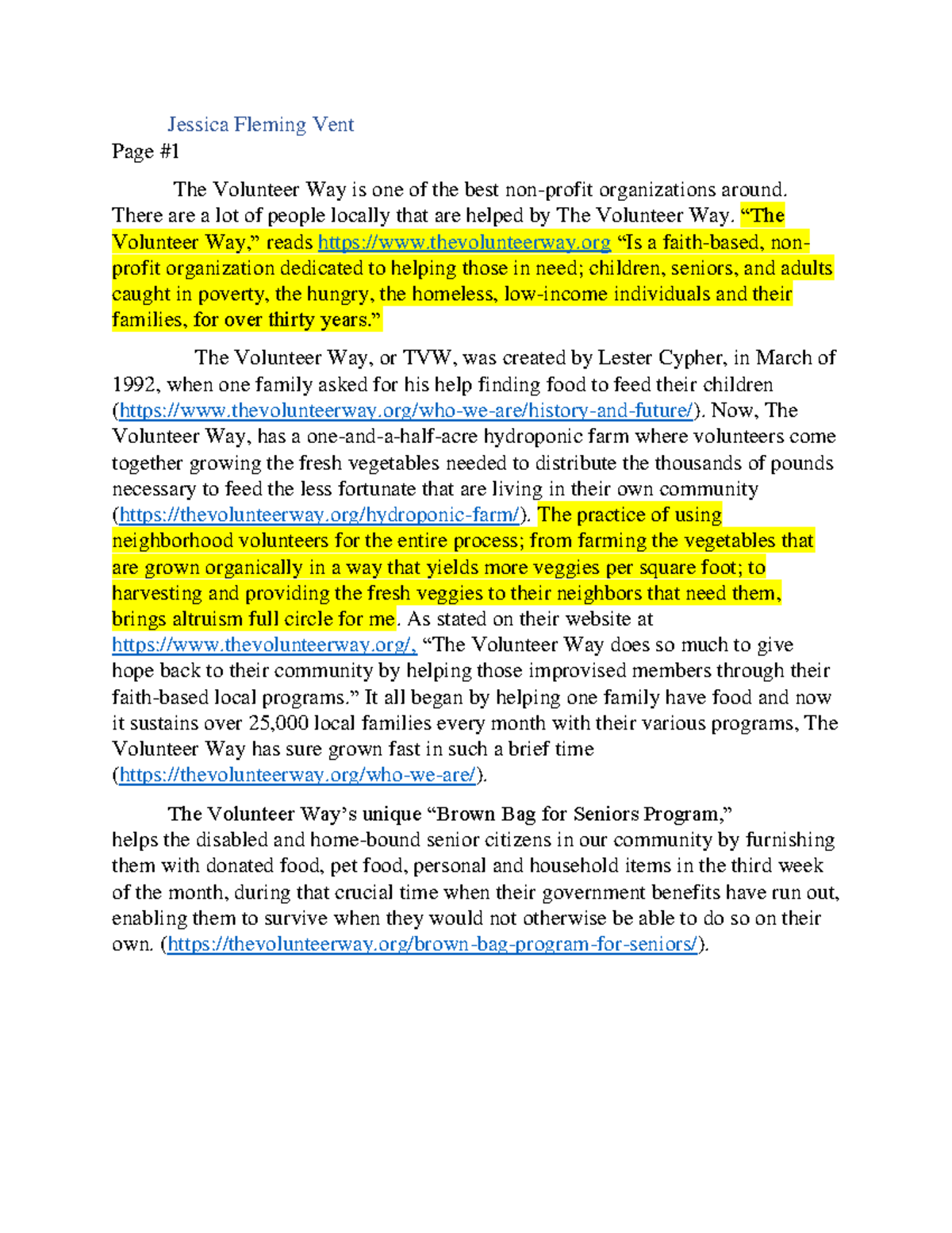 Final Informative Essay with highlights - Jessica Fleming Vent Page ...