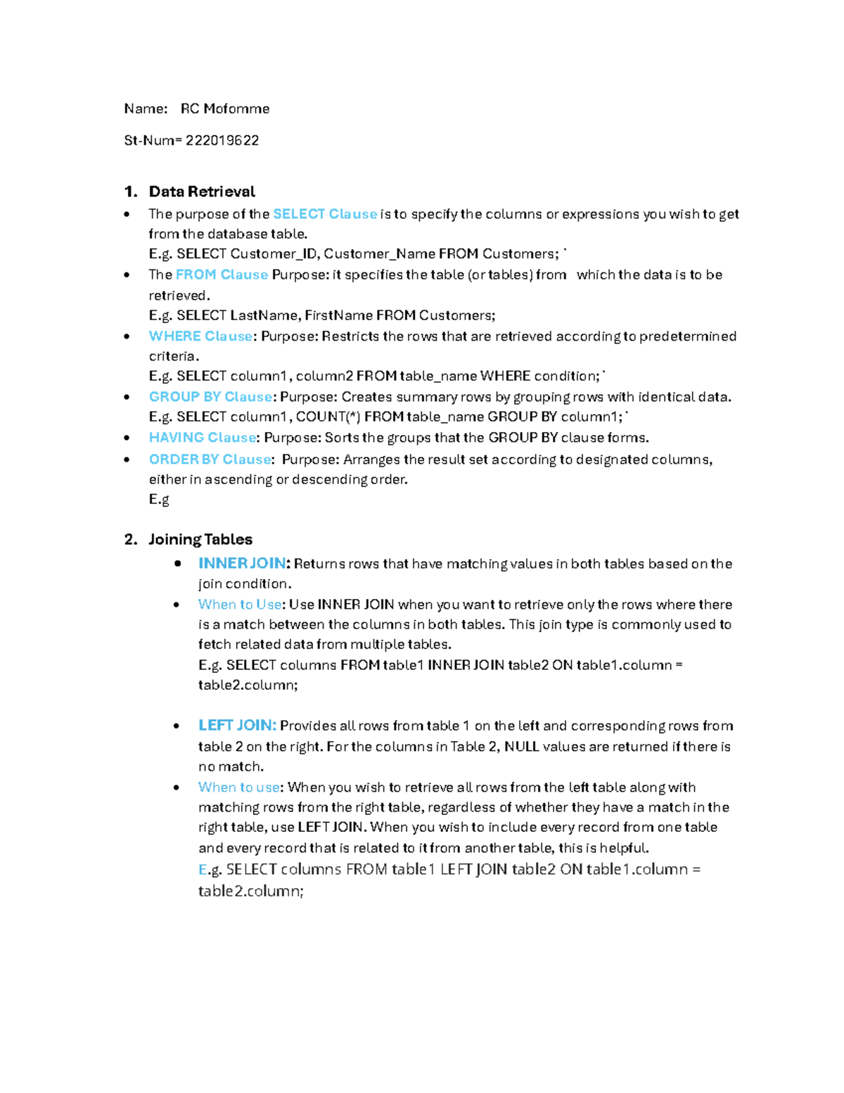 ILS3A Pratical 16 April 2 - Name: RC Mofomme St-Num= 222019622 1. Data ...