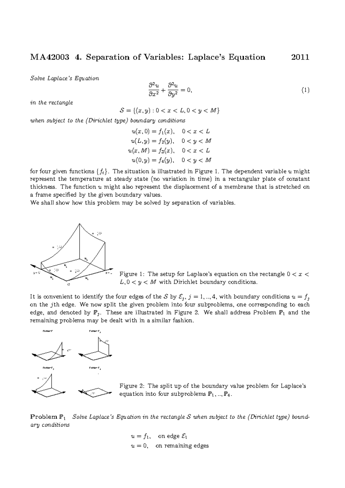 Chapter 4 - Separation of Variables (Laplace’s Equation) - MA42003 4 ...