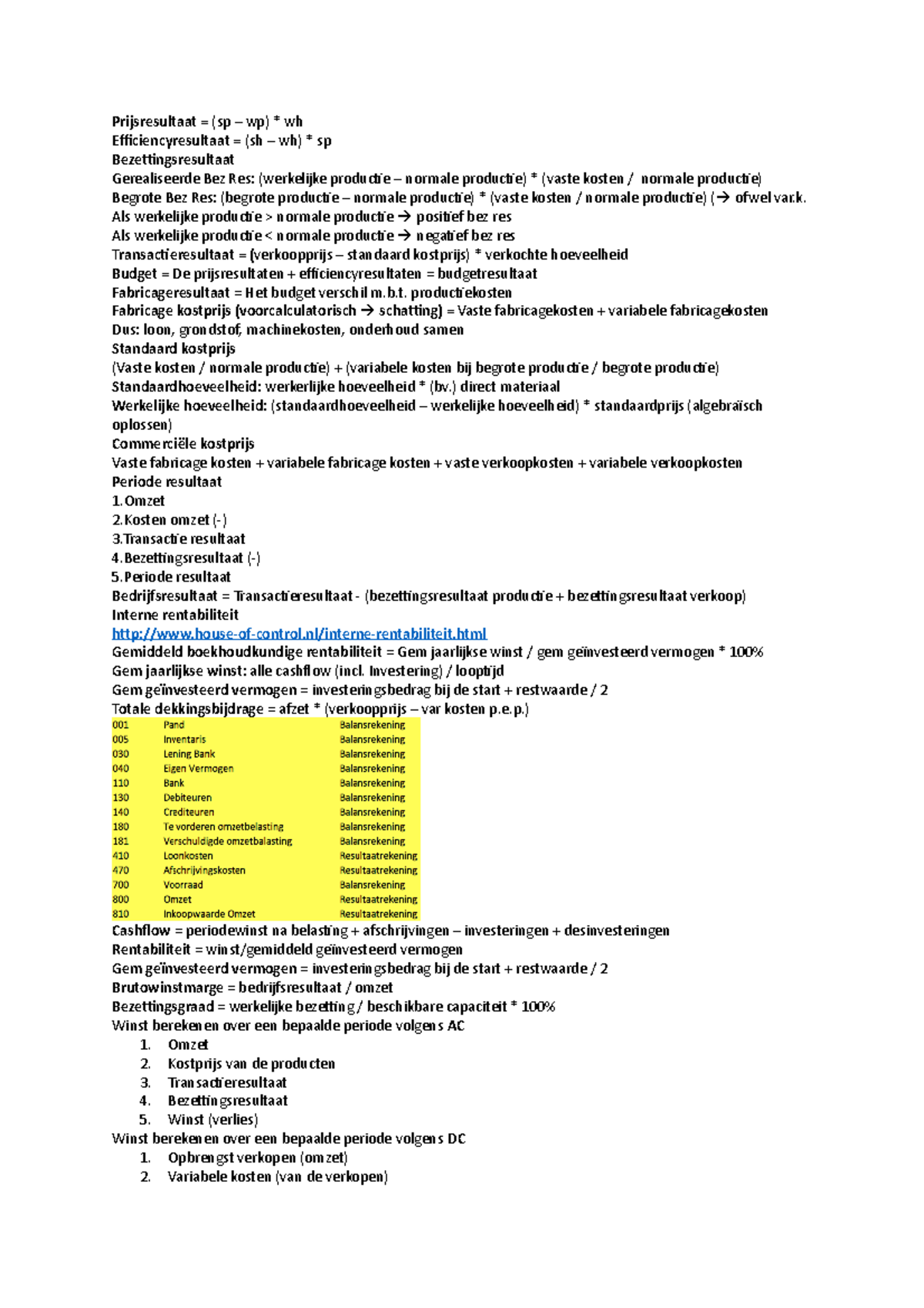 Formuleblad - Formule blad met alle(!) formules uit het hele boek ...