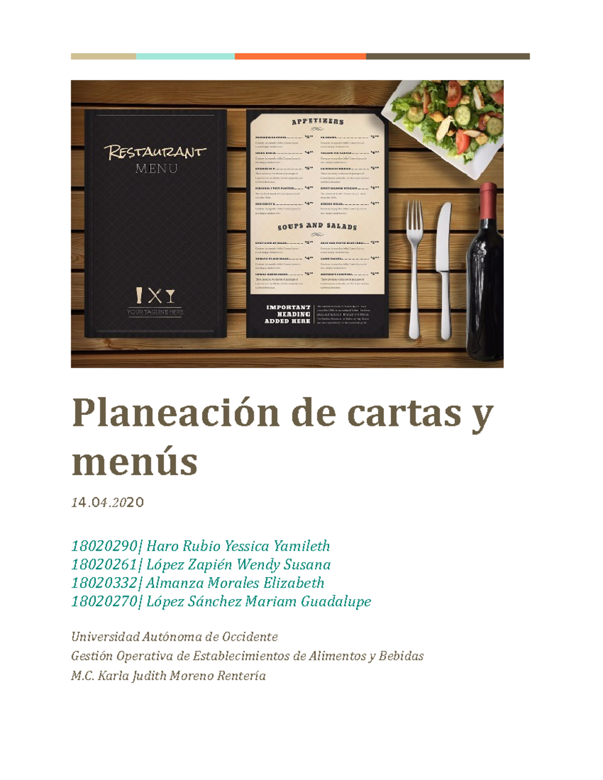 Tipos DE MENÚ - En el presente documento se hablará de la consistencia ...