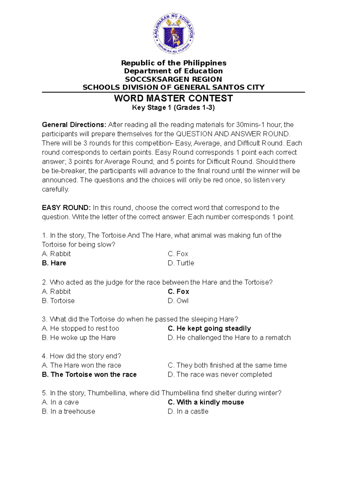 ENGLISH FESTIVAL - WORD MASTER COMPETITION QUESTIONNAIRE V3 FINAL ...