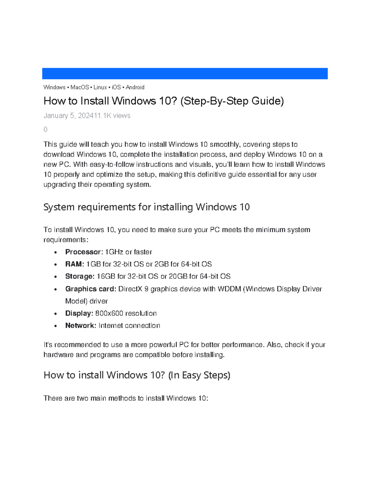 ICT - Windows 10 Installation guide - Windows • MacOS • Linux • iOS ...