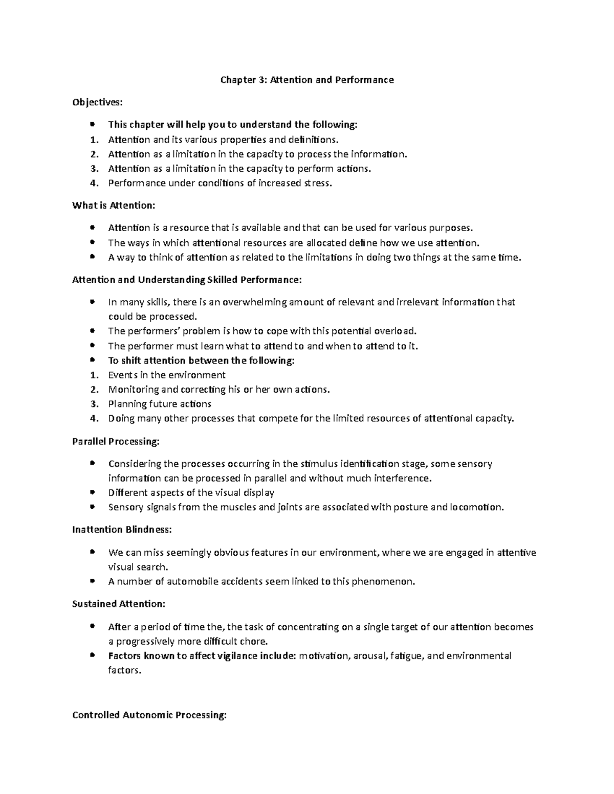 Chapter 3 Attention and Performance - Chapter 3: Attention and ...