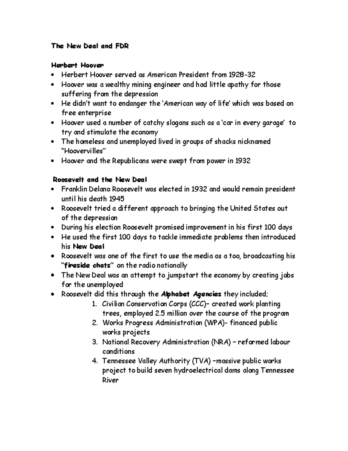 The New Deal and FDR - Notes on Hitler - The New Deal and FDR Herbert ...