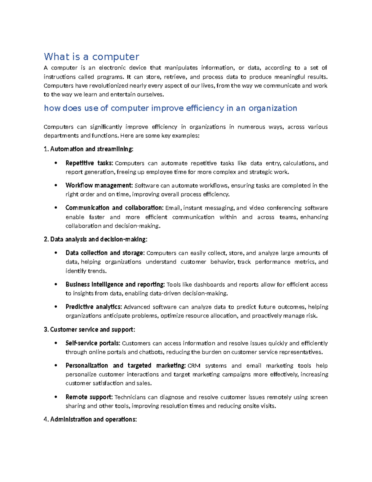 Computer Basics - What is a computer A computer is an electronic device ...