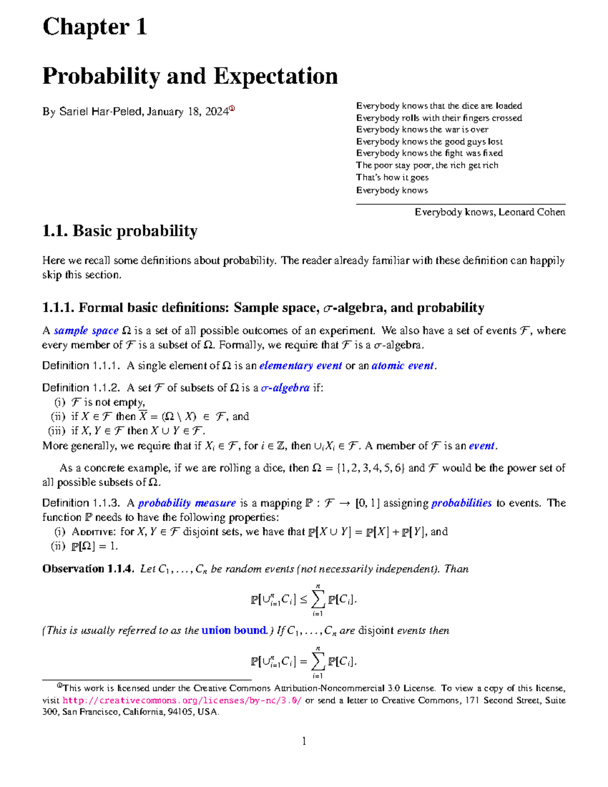 02 expectations - Probability - Chapter 1 Probability and Expectation By Sariel Har-Peled ...