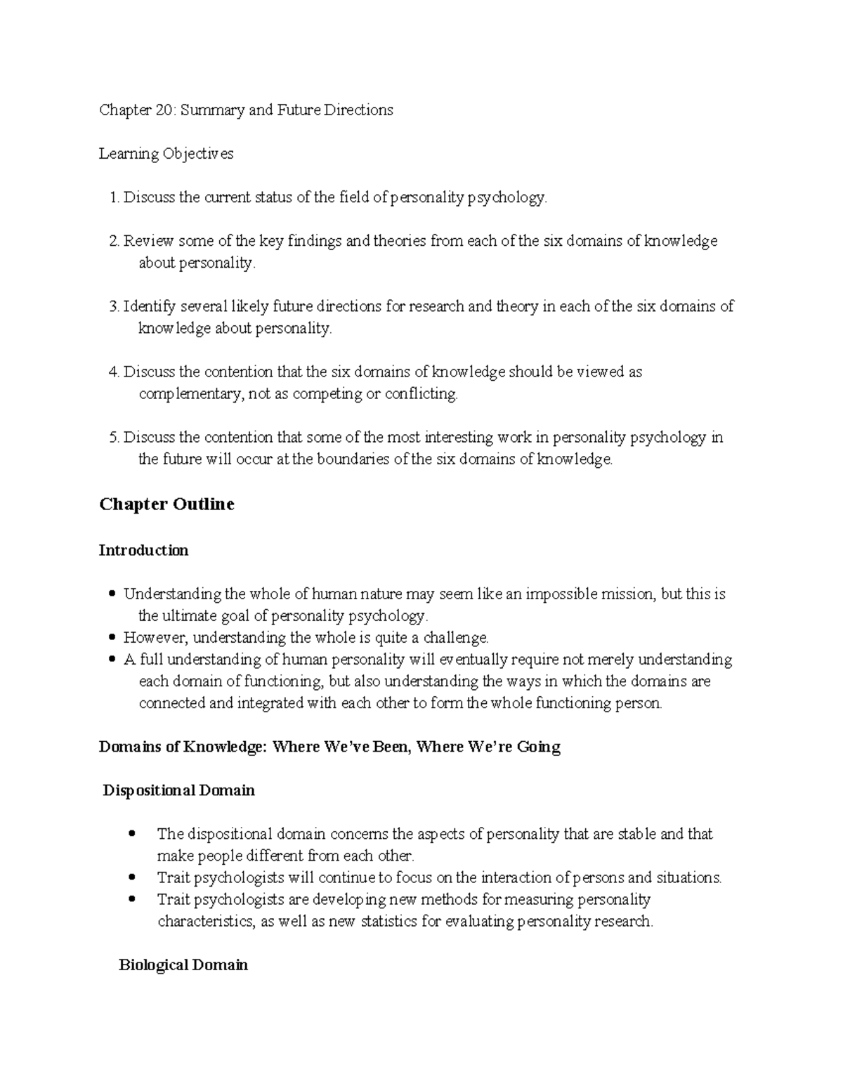 Week 14 Chapter 20 Outline, Supplemental Material - Chapter 20: Summary ...