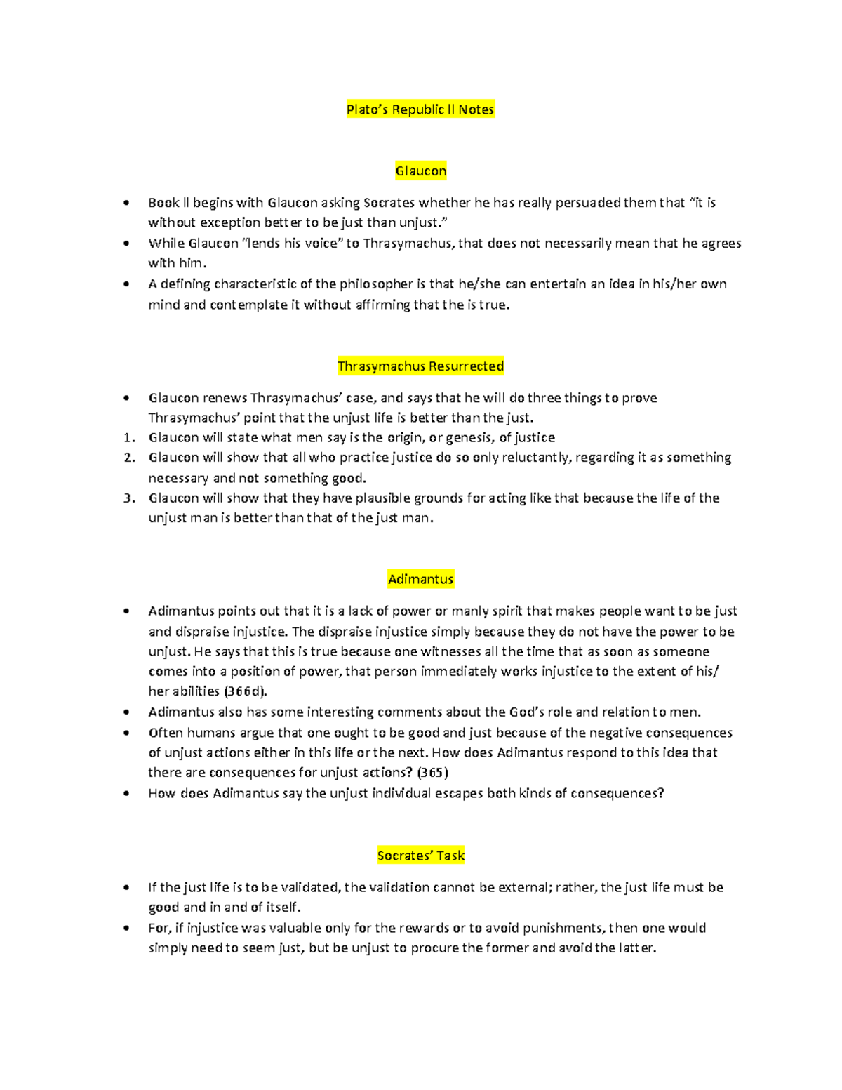 Platos Republic ll notes - Plato’s Republic ll Notes Glaucon Book ll ...