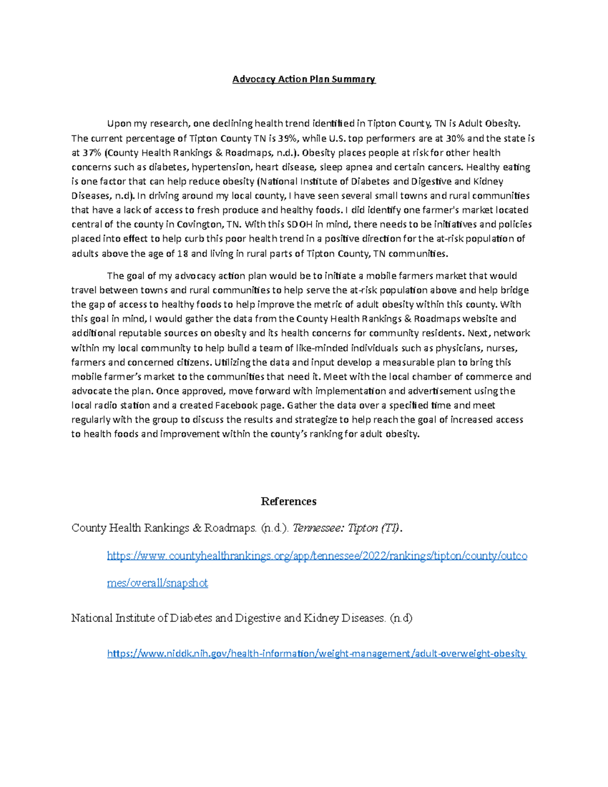 Advocacy Action Plan Summary D025 - Advocacy Action Plan Summary Upon ...