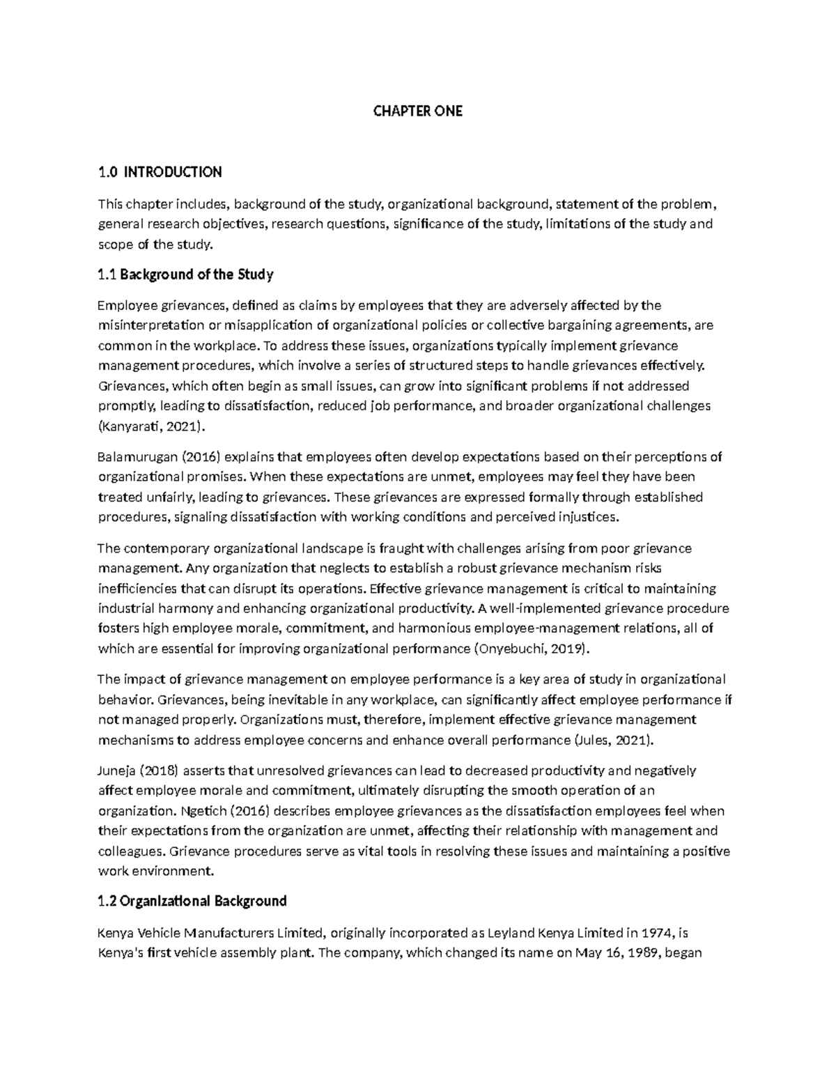 Research Project - Notes - CHAPTER ONE 1 INTRODUCTION This chapter ...