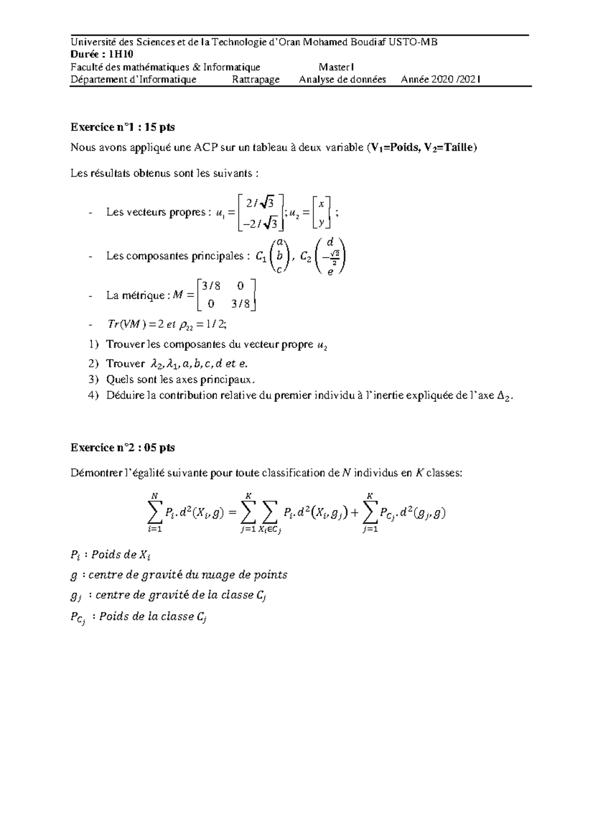 Rattrapage 2021 - Université des Sciences et de la Technologie d’Oran ...