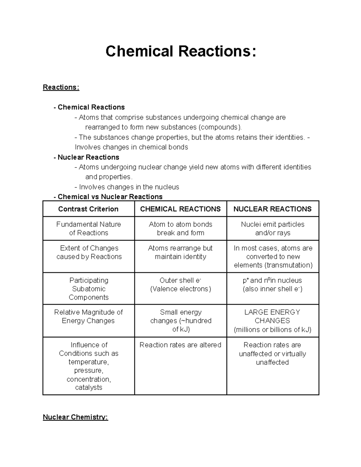 Chemical Reactions - Chemical Reactions: Reactions: Chemical Reactions ...