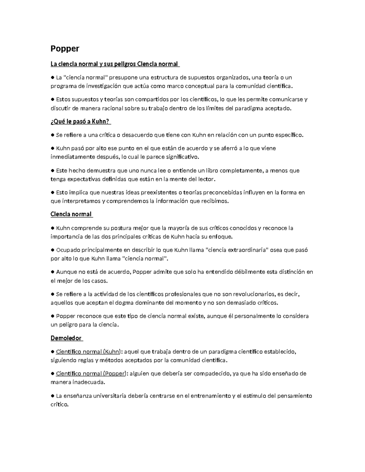 Popper ipc parcial2 - Popper La ciencia normal y sus peligros Ciencia ...