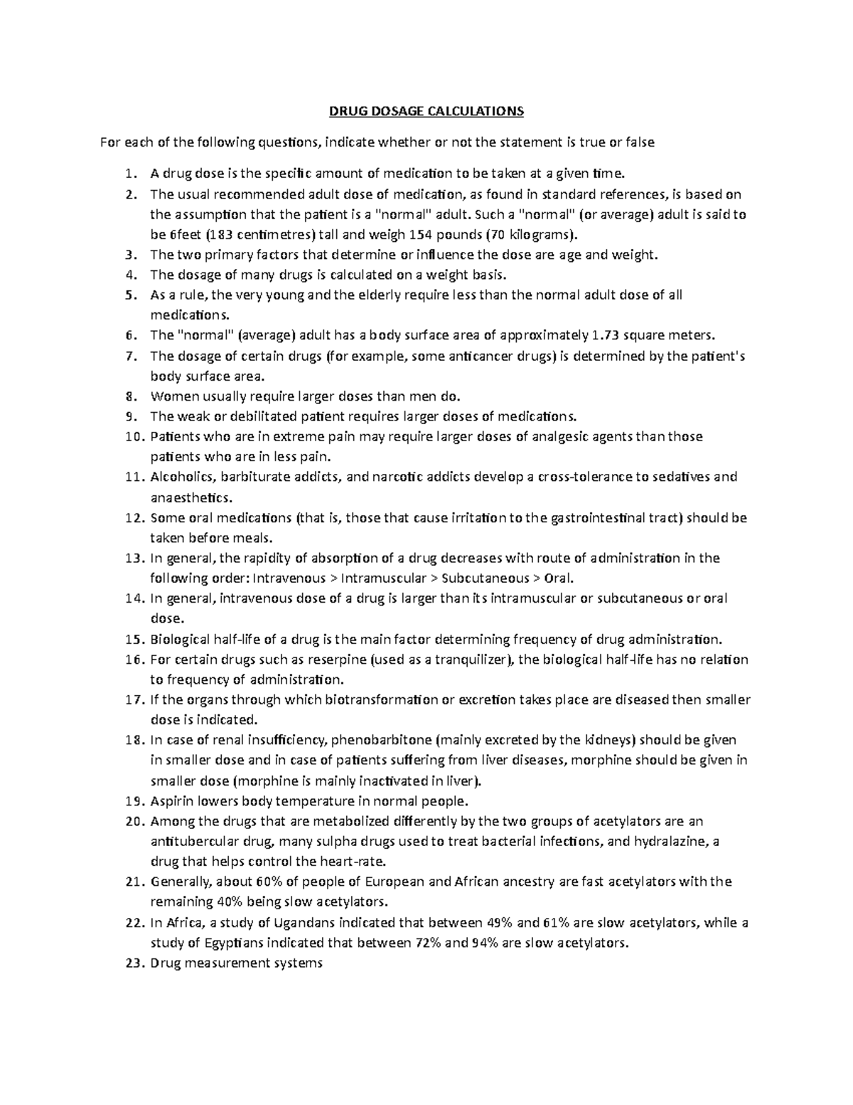 Drug Calculation Test Questions And Answers 100 Questions Dr