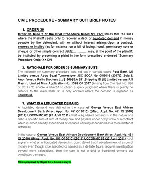 Civil Procedure 1 Notes - Makerere University - Page 1 NOTES ON CIVIL ...
