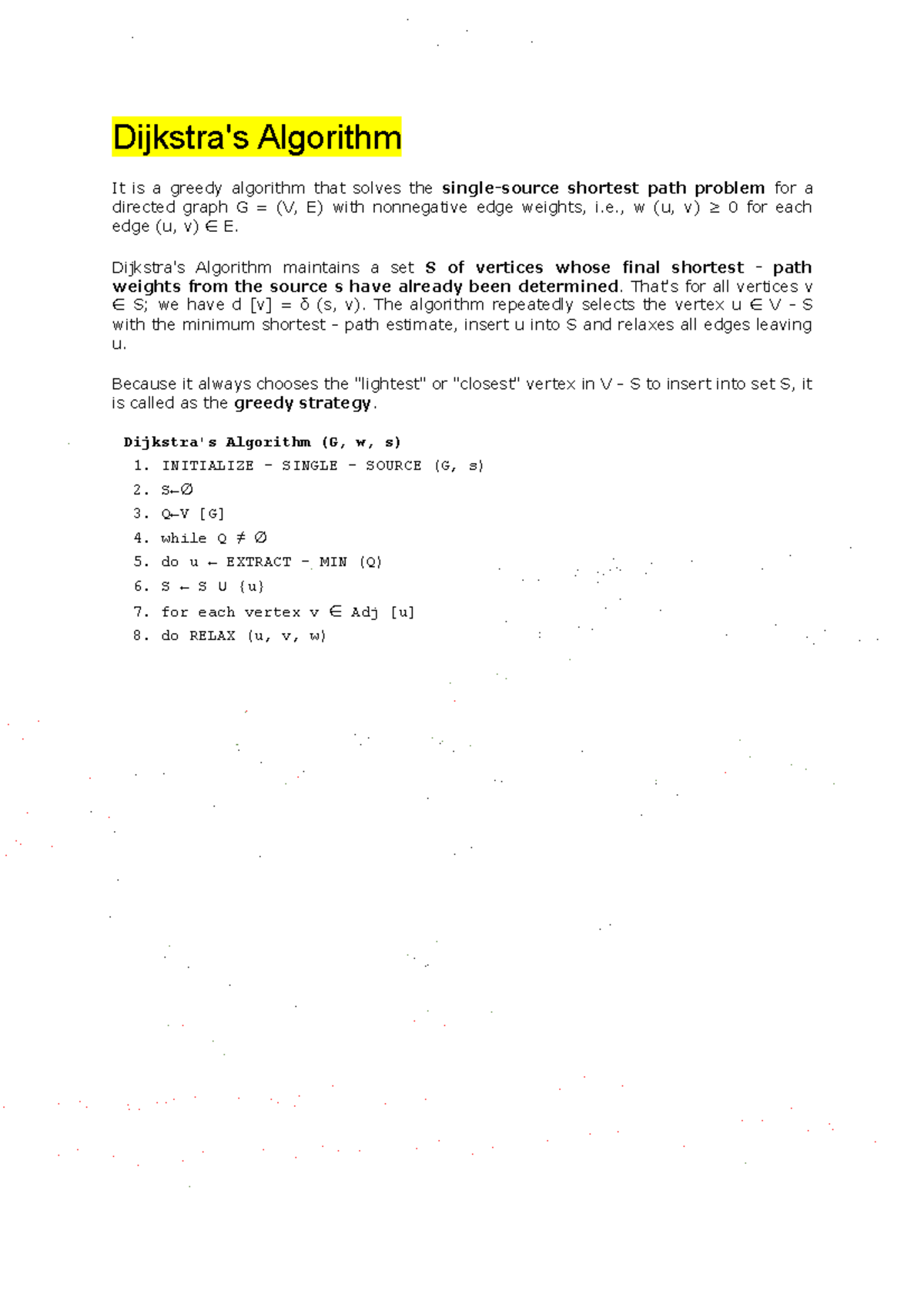 73 Dijkstra Algorithm Dijkstras Algorithm It Is A Greedy Algorithm 0167