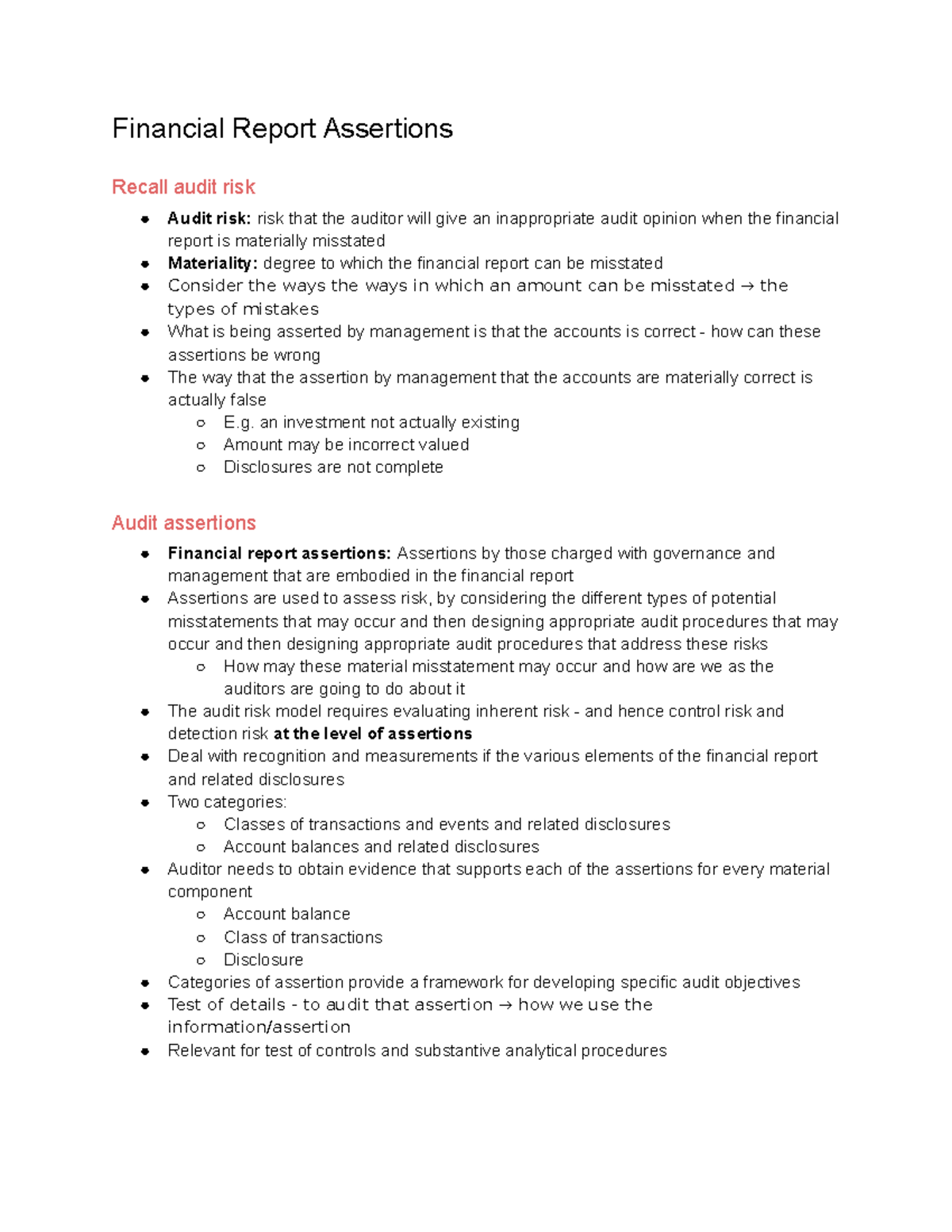 Week 4 - Financial Report Assertions and Assesing Internal Risk Control ...