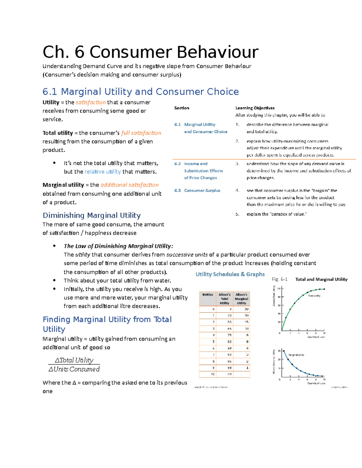 ECON 2100 - Ch.6 Consumers behaviour - Ch. 6 Consumer Behaviour ...