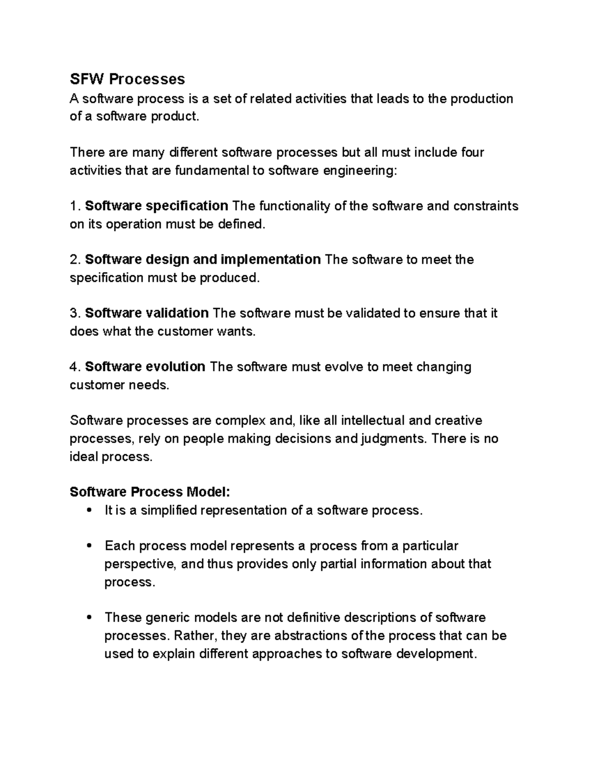 Sec 2 - SFW Processes A software process is a set of related activities ...
