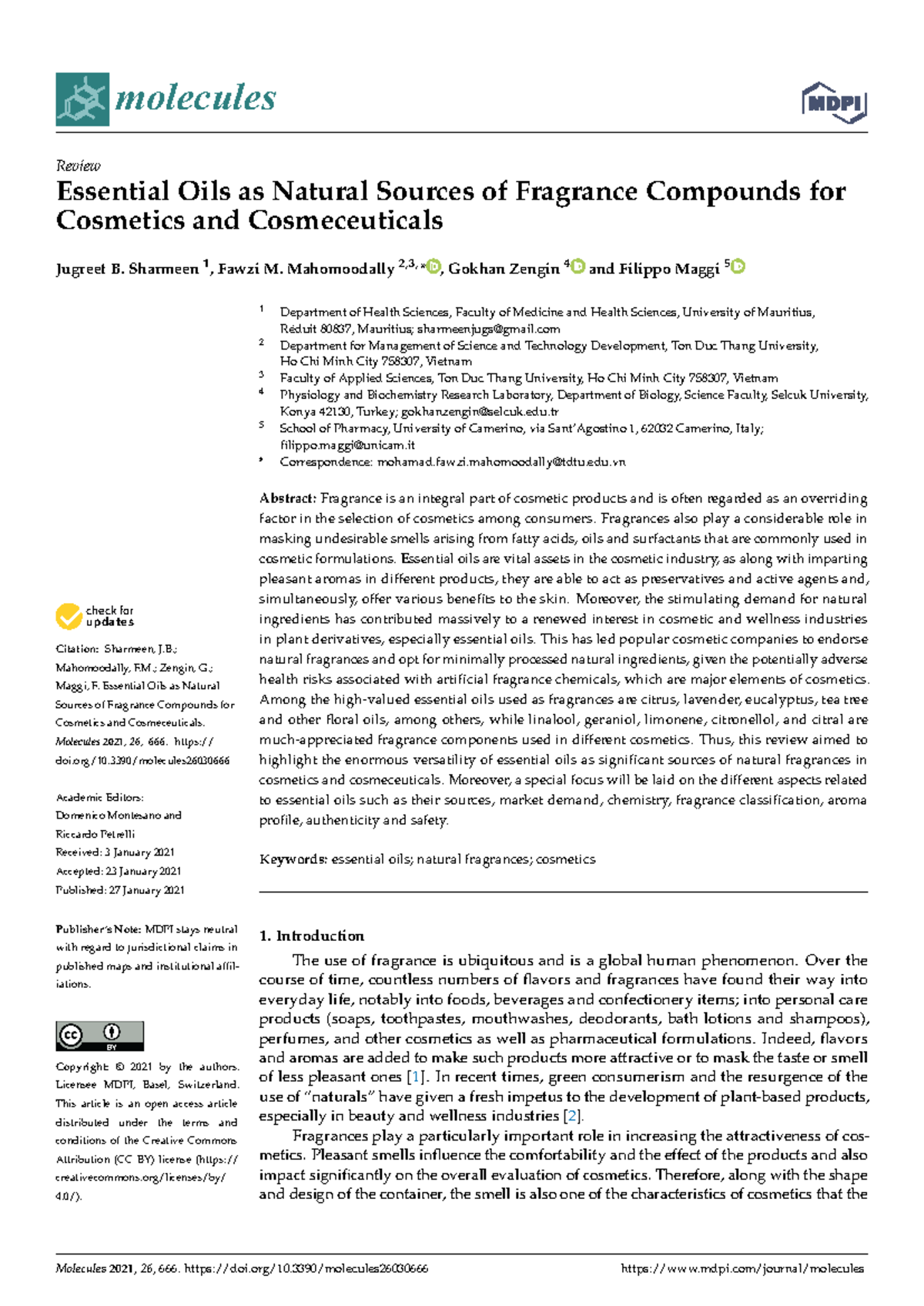 Essential oils - molecules Review Essential Oils as Natural Sources of ...