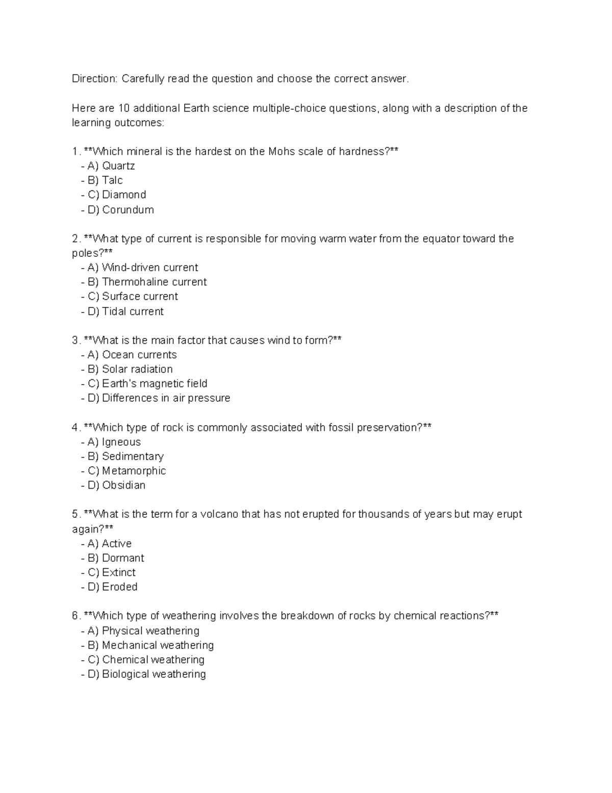 SE12 - These questions address essential Earth science topics such as ...