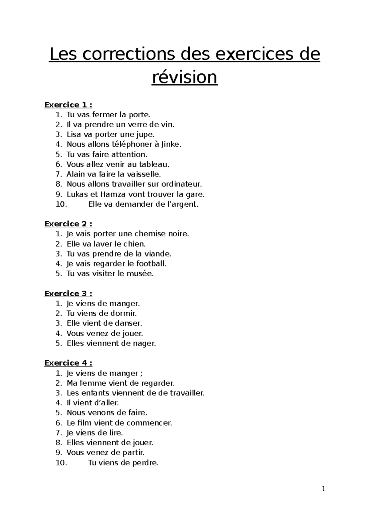 Annexe 2 la correction des exercices de révision en papier - Les ...