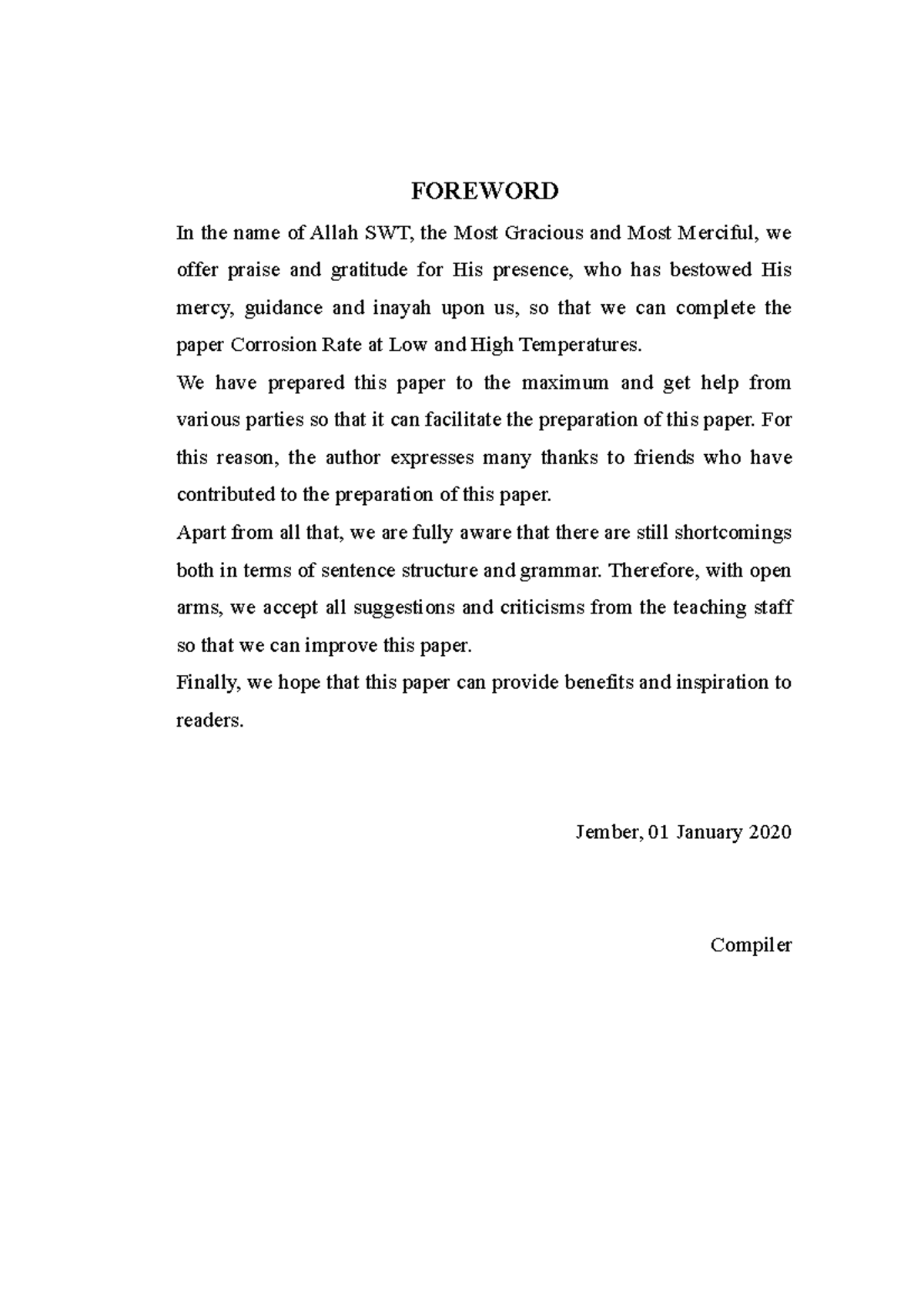 Foreword and Chapter 1 Corrosion Rate Paper at Low-High Temperatures ...
