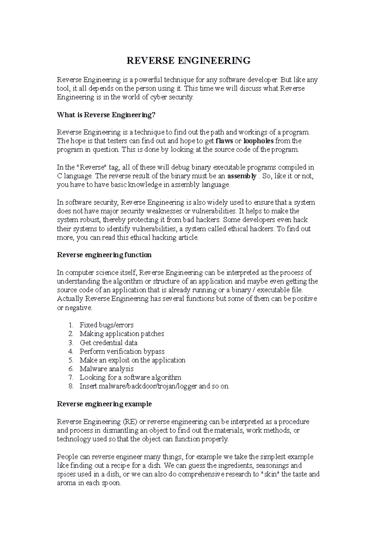 2. Reverse Engineering - REVERSE ENGINEERING Reverse Engineering is a ...