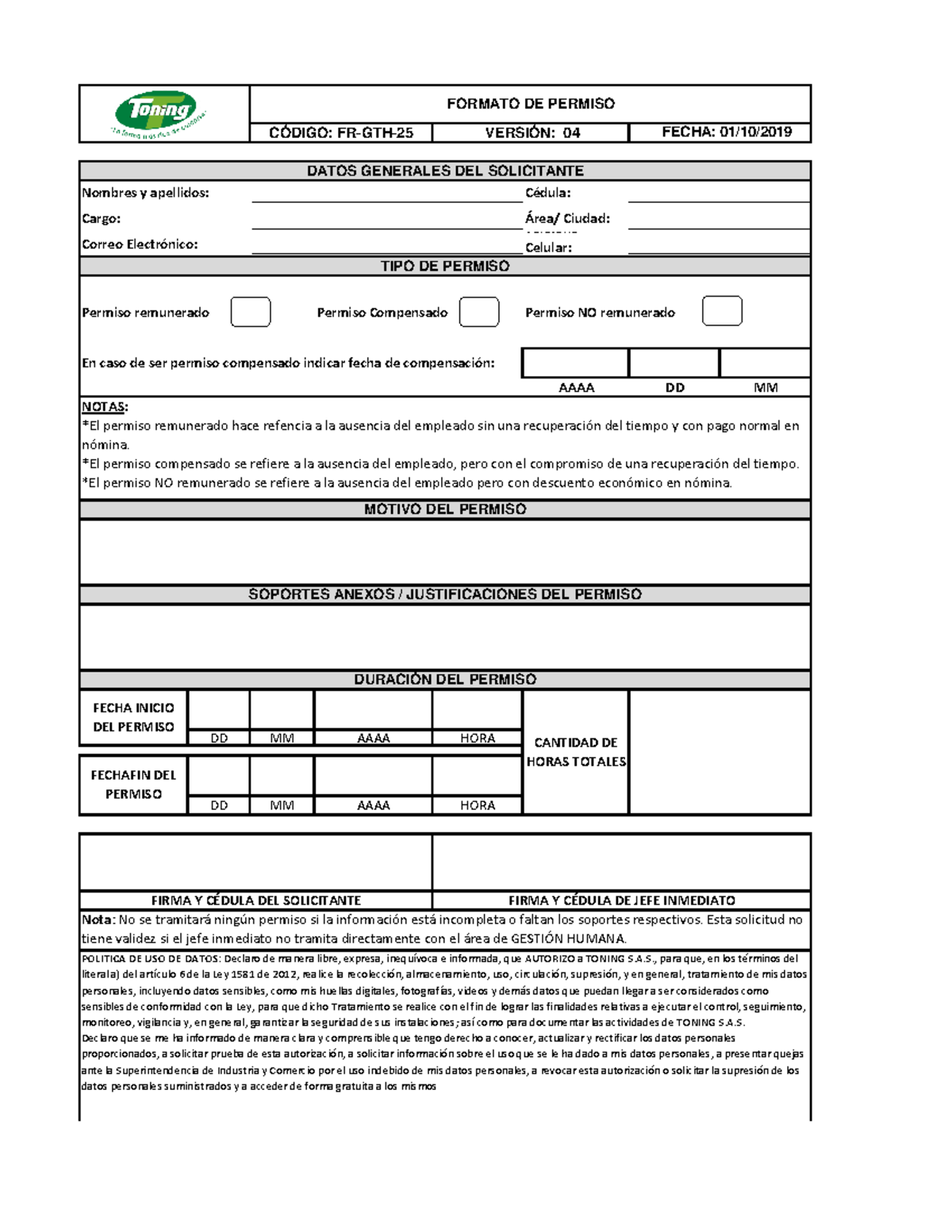 FR-GTH-25 Permiso - Resumen Fundamentos de las Ciencias Sociales ...