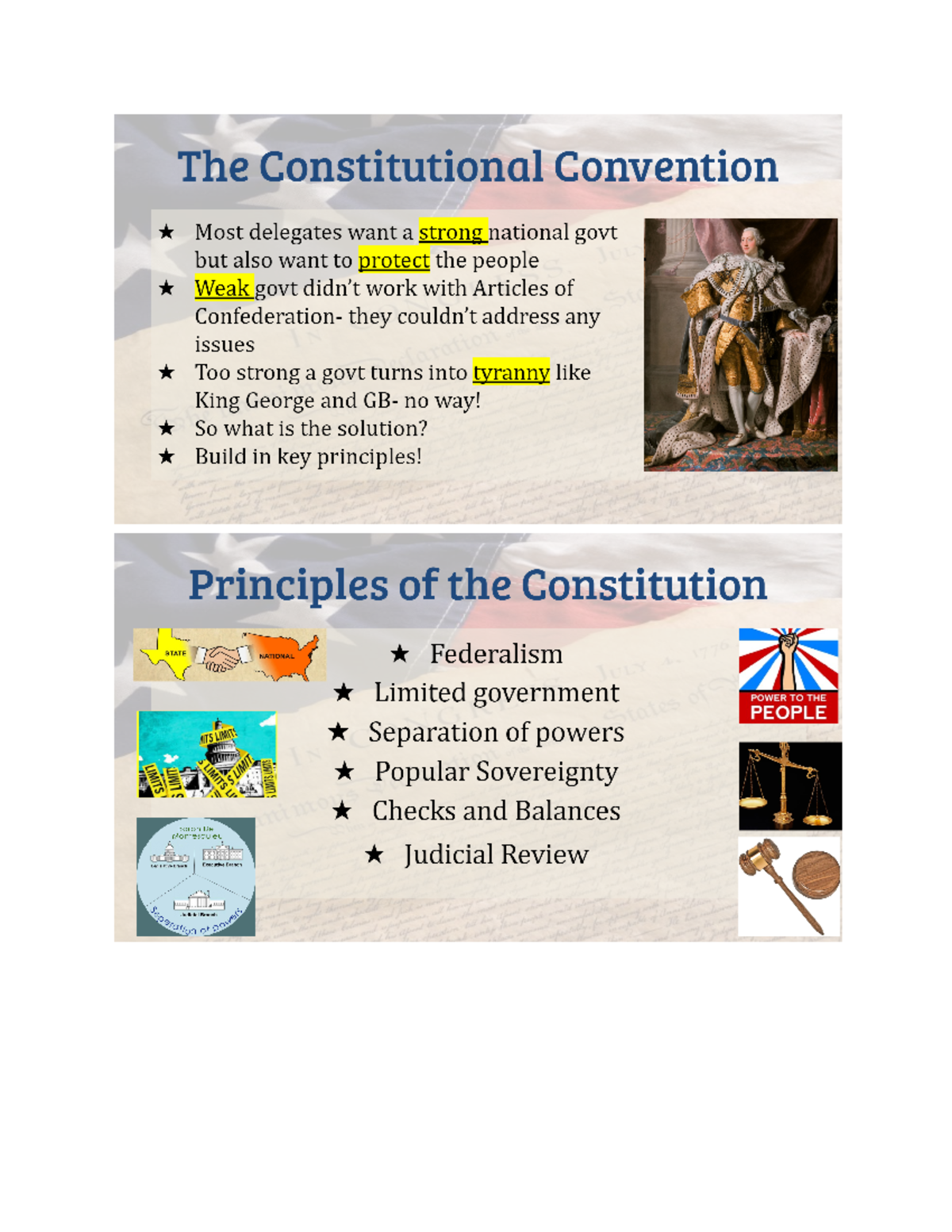 Slides for Notes - AHIS3218 - The Constitutional Convention Most ...