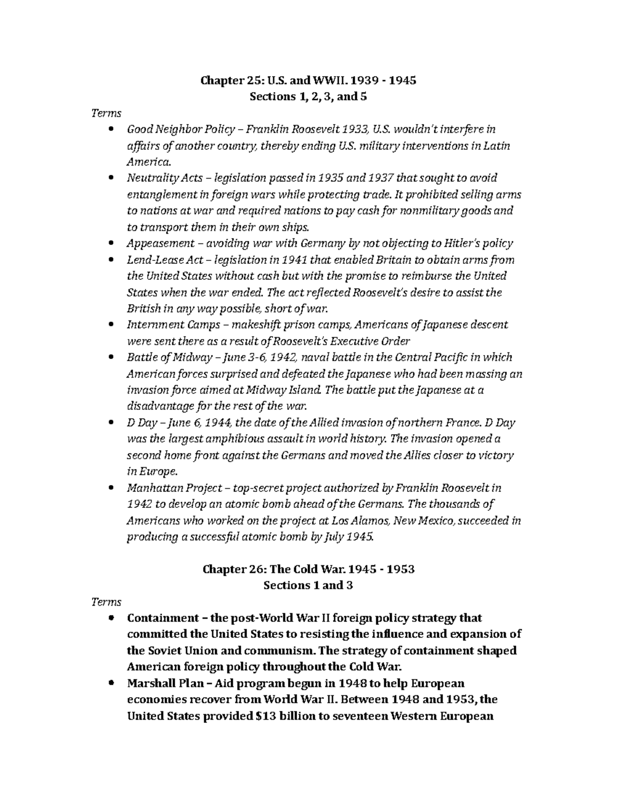U.S. History From 1877 Course Notes - Chapter 25: U. and WWII. 1939 ...