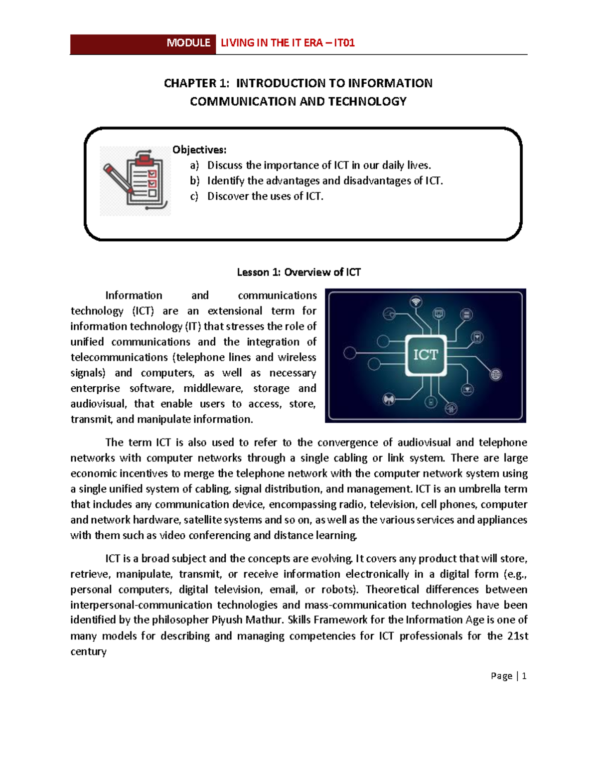 Chapter 1 IT - module about IT - CHAPTER 1: INTRODUCTION TO INFORMATION ...