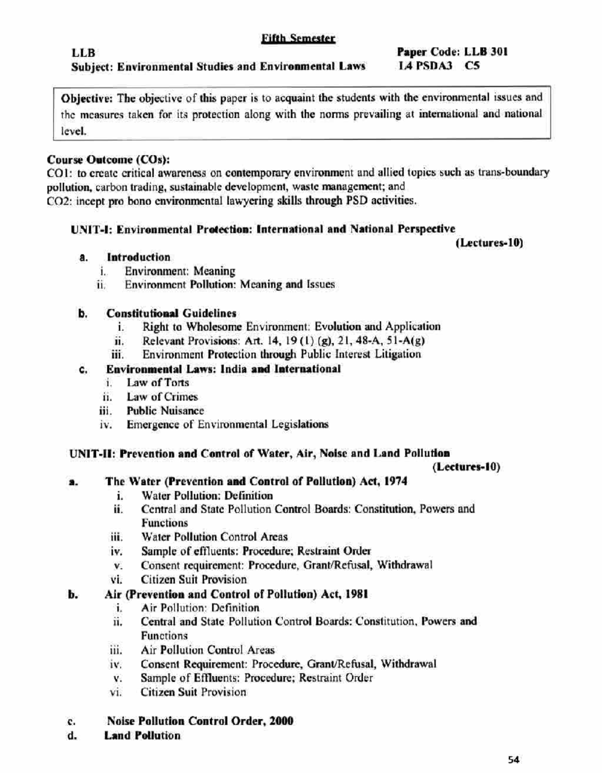 Sem 5 syllabus - fl[tb Sc:me.,tec LLB Subject: Environmental Studies ...