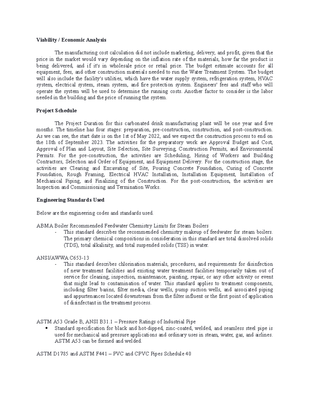 Topic 8 - Industrial Plant - Viability / Economic Analysis The ...