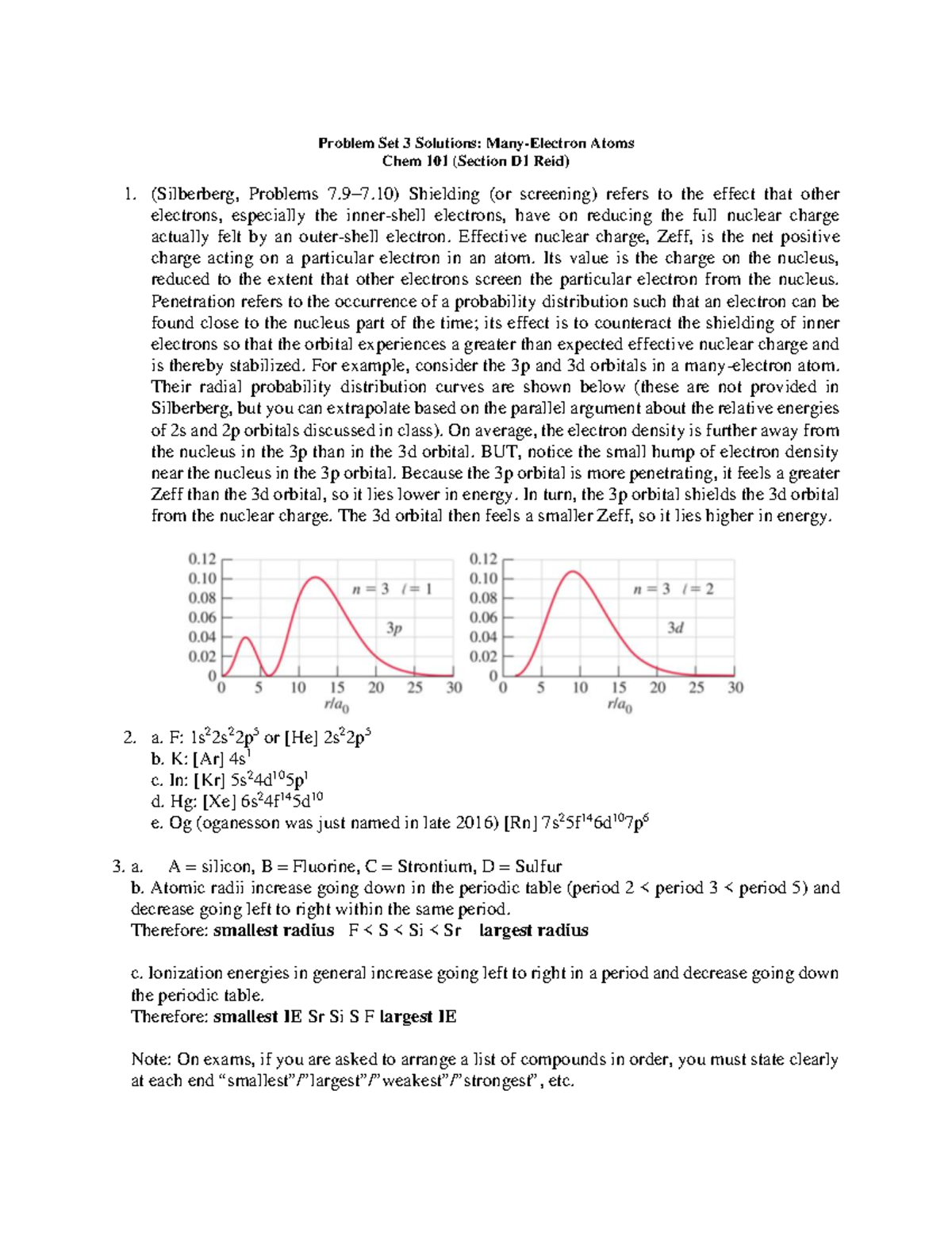 Problem Set 3 Solutions - Problem Set 3 Solutions: Many-Electron Atoms ...