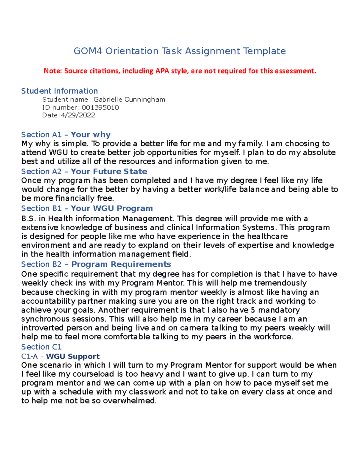 Orientation Task Template - Gabrielle Cunningham - GOM4 Orientation Task Assignment Template ...