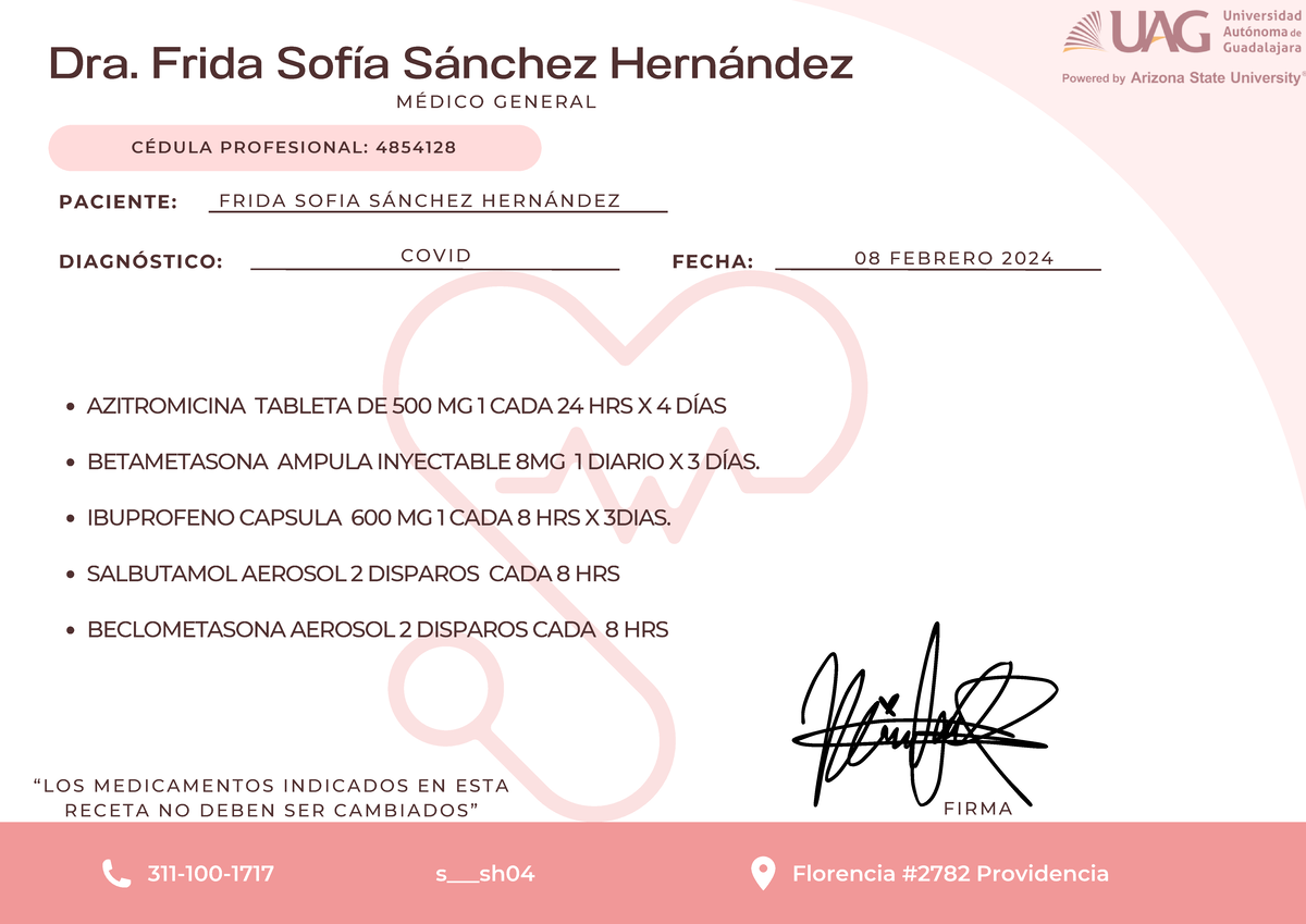 RM - RM Rosa - Dra. Frida Sofía Sánchez Hernández CÉDULA PROFESIONAL ...