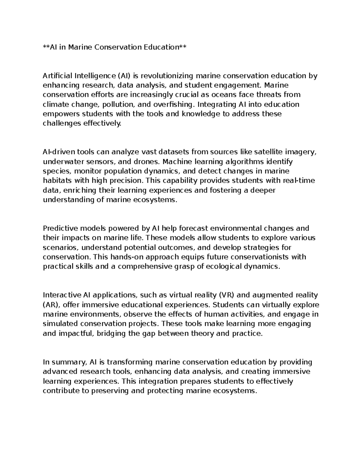 AI in Marine Conservation Education - AI in Marine Conservation ...