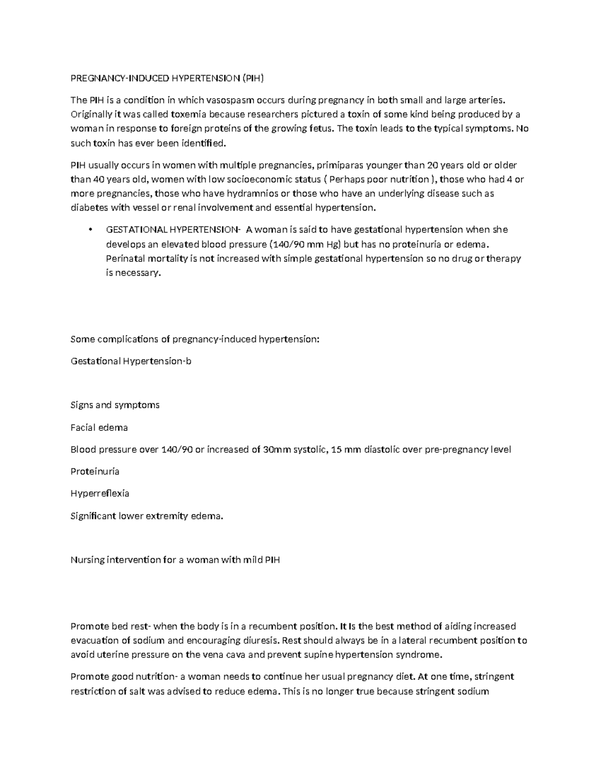 Pregnancy Induced Hypertension - PREGNANCY-INDUCED HYPERTENSION (PIH ...