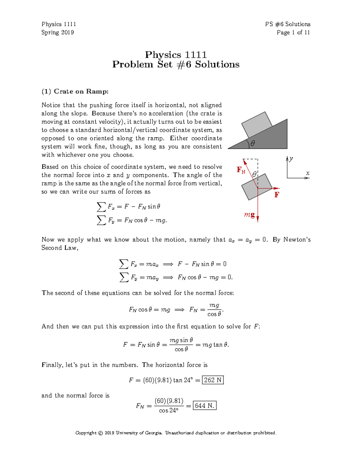 1111 PS06 Sp19 solns - hw 6 - Physics Spring 2019 PS Solutions Page 1 ...