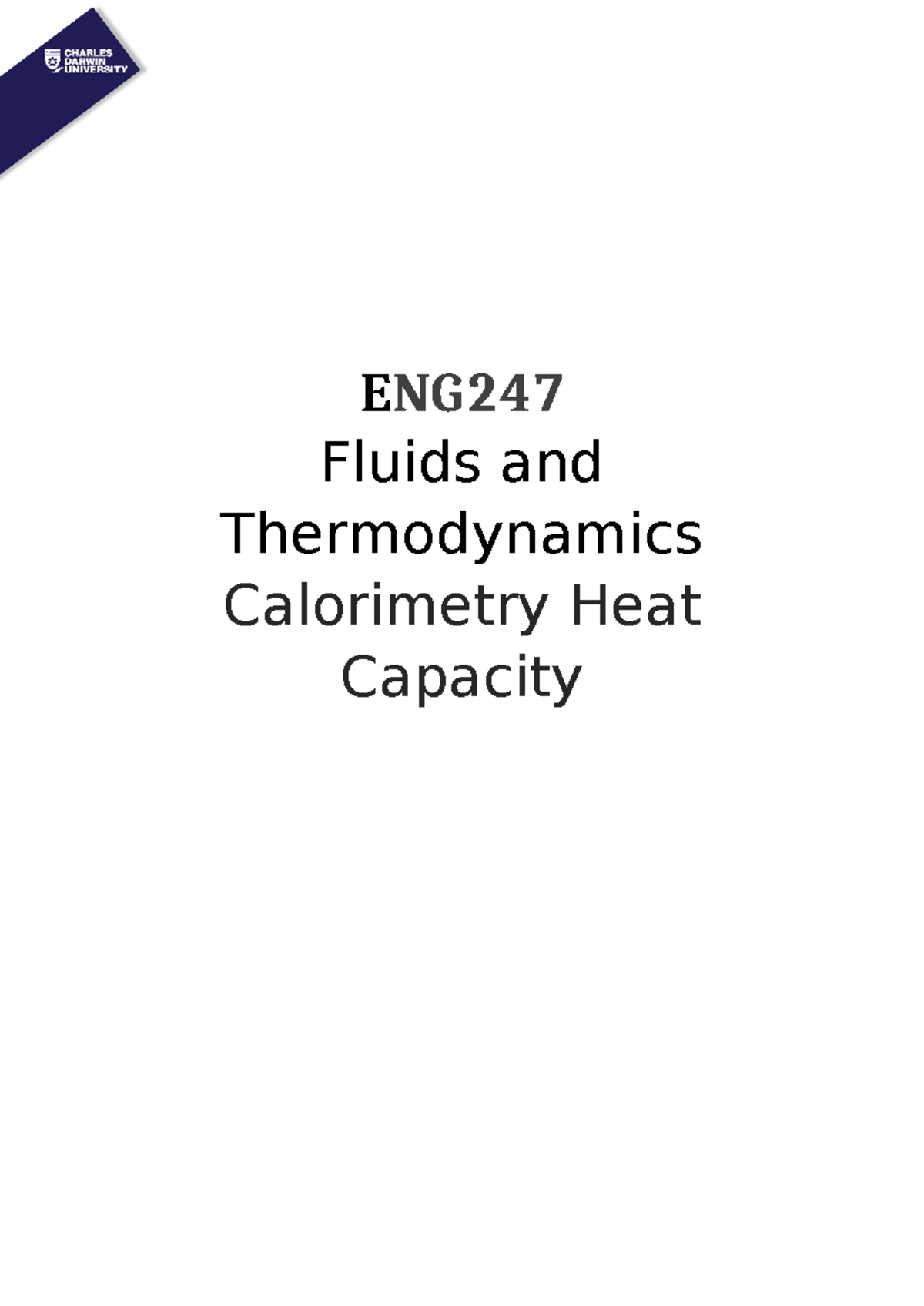 ENG247 Practical 3 - LECTURE NOTES - ENG Fluids and Thermodynamics ...