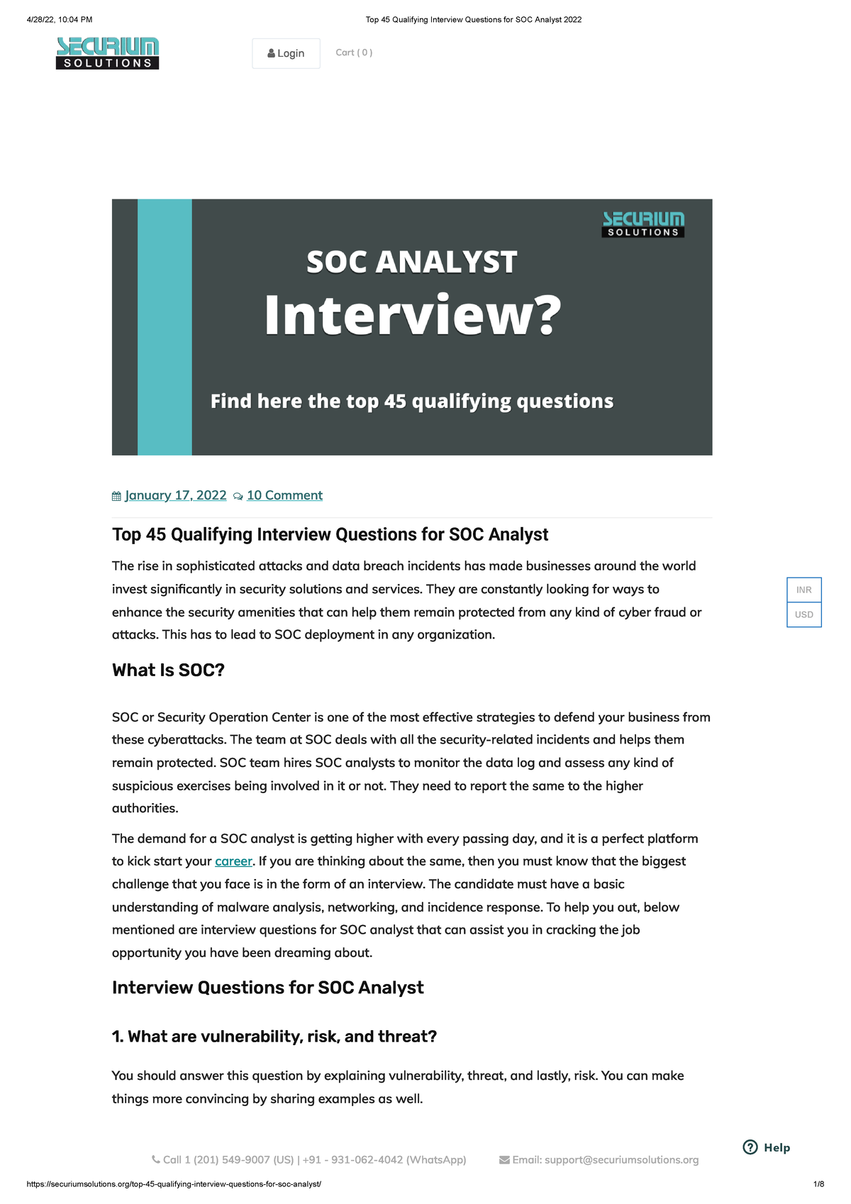 Top 45 Qualifying Interview Questions for SOC Analyst 2022 - January 17 ...