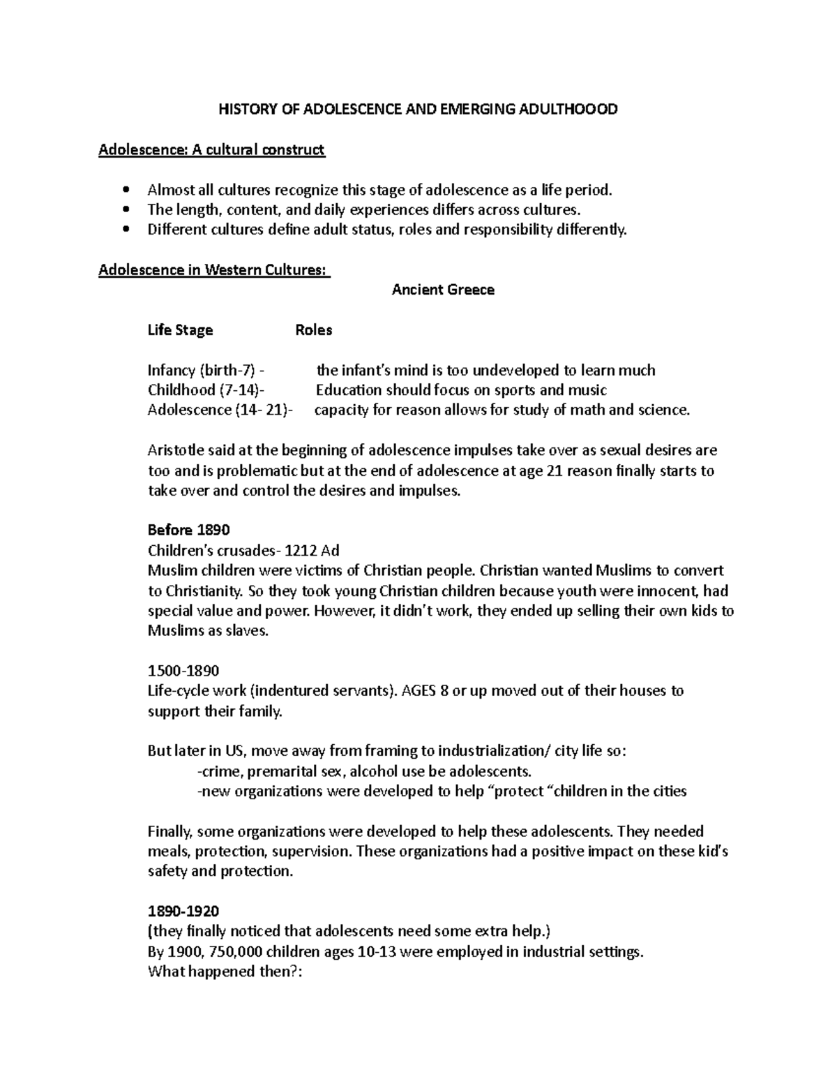 History OF Adolescence AND Emerging Adulthoood - HISTORY OF ADOLESCENCE ...