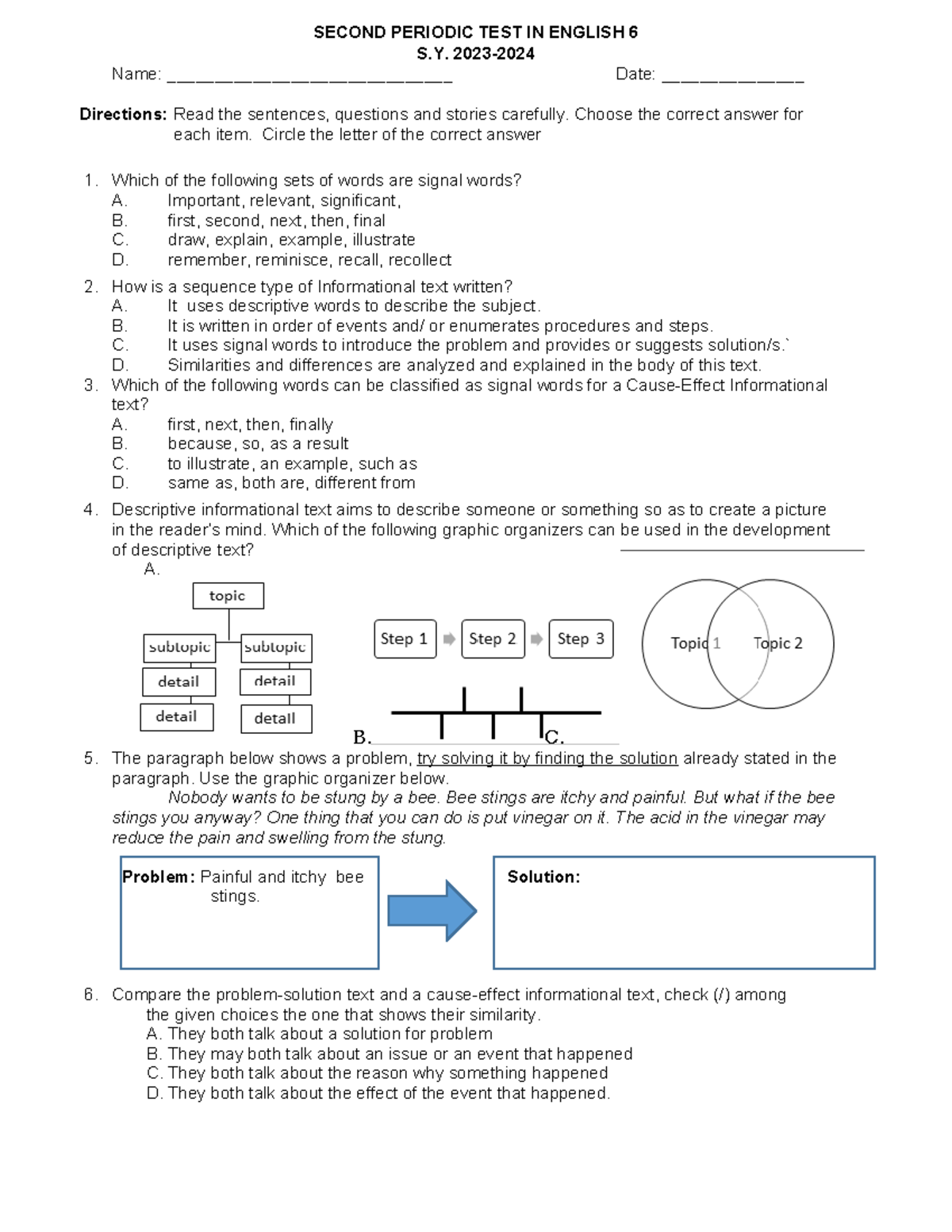 English 6-2nd QTest-Techer Made Final - SECOND PERIODIC TEST IN ENGLISH ...
