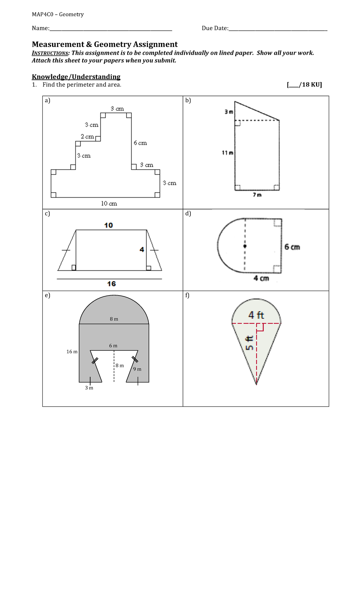 6-Geometry Assignment - Show all your work. Attach this sheet to your ...