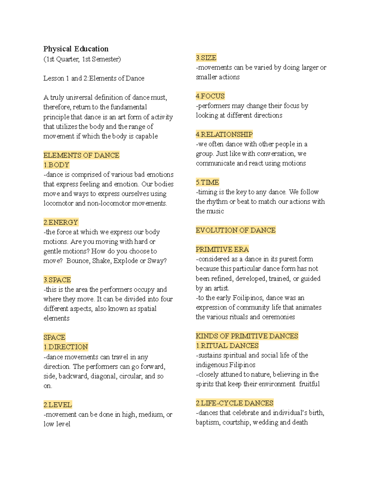 PE Lesson 1 AND 2 Reviewer - Physical Education (1st Quarter, 1st ...