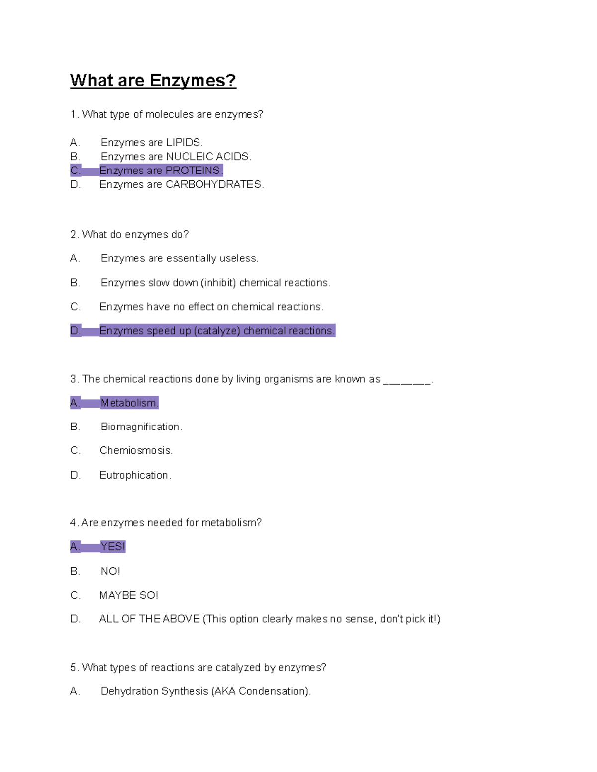 Copy of Bioman Activity Questions - What are Enzymes? What type of ...