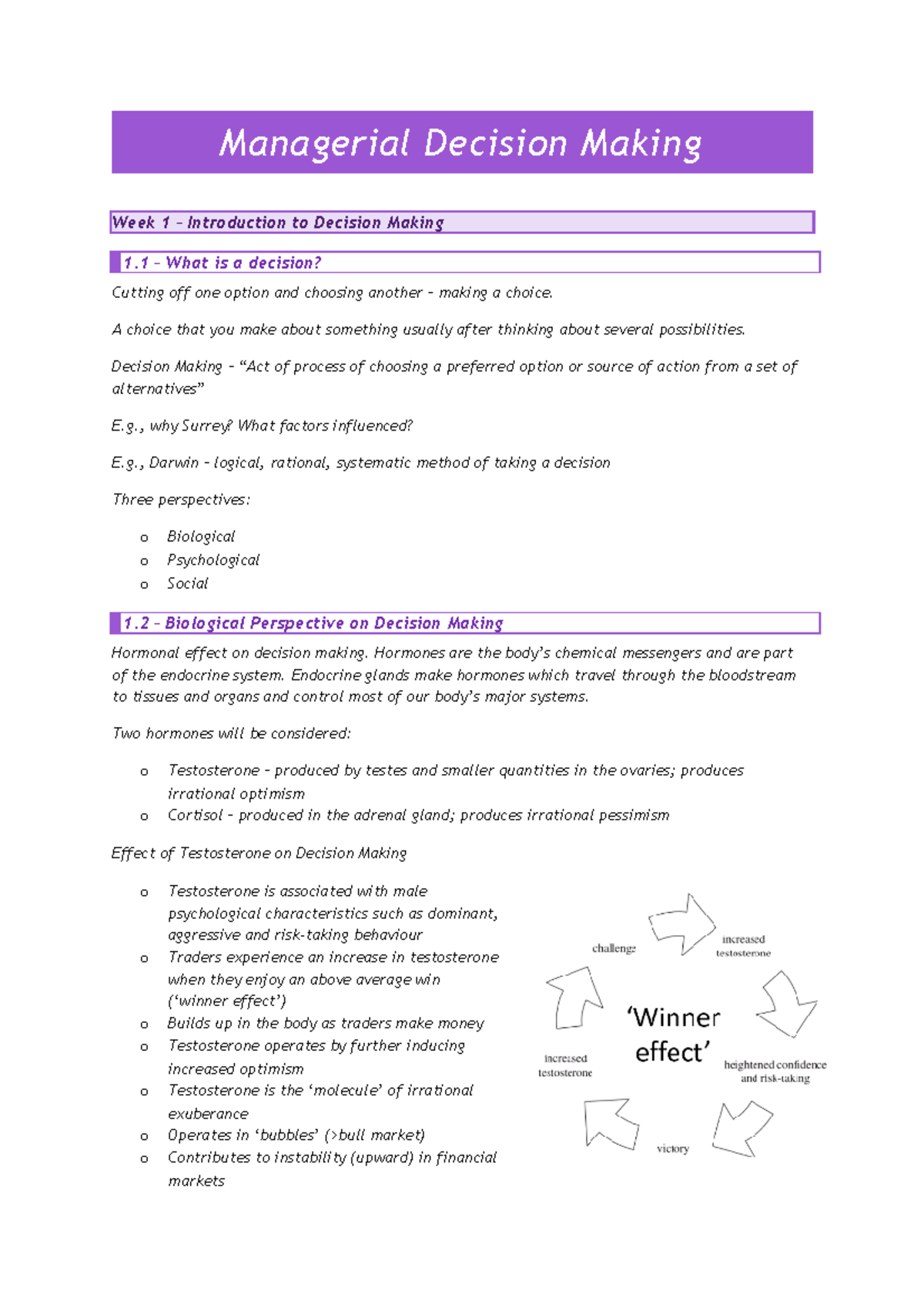 Managerial Decision Making - A choice that you make about something ...