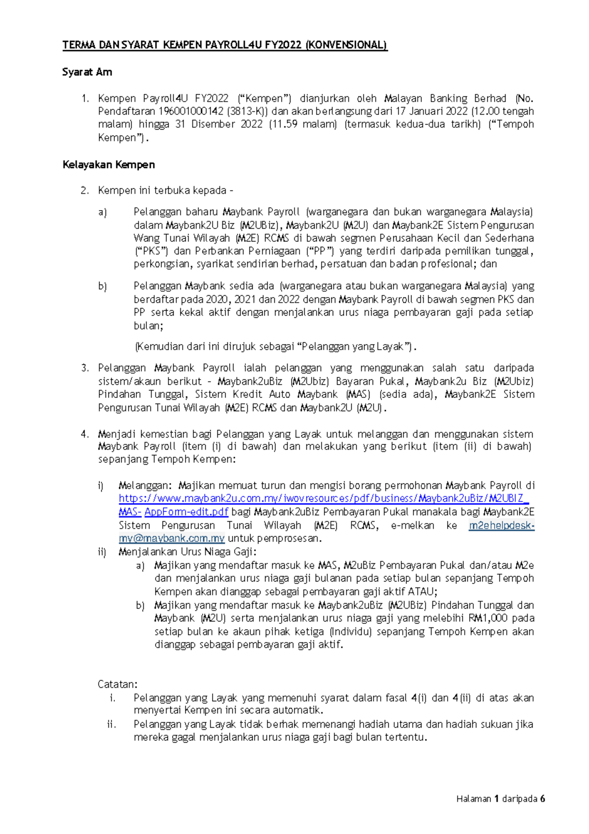 Payroll-tnc-bm - Example of payroll - TERMA DAN SYARAT KEMPEN PAYROLL4U FY2022 (KONVENSIONAL ...